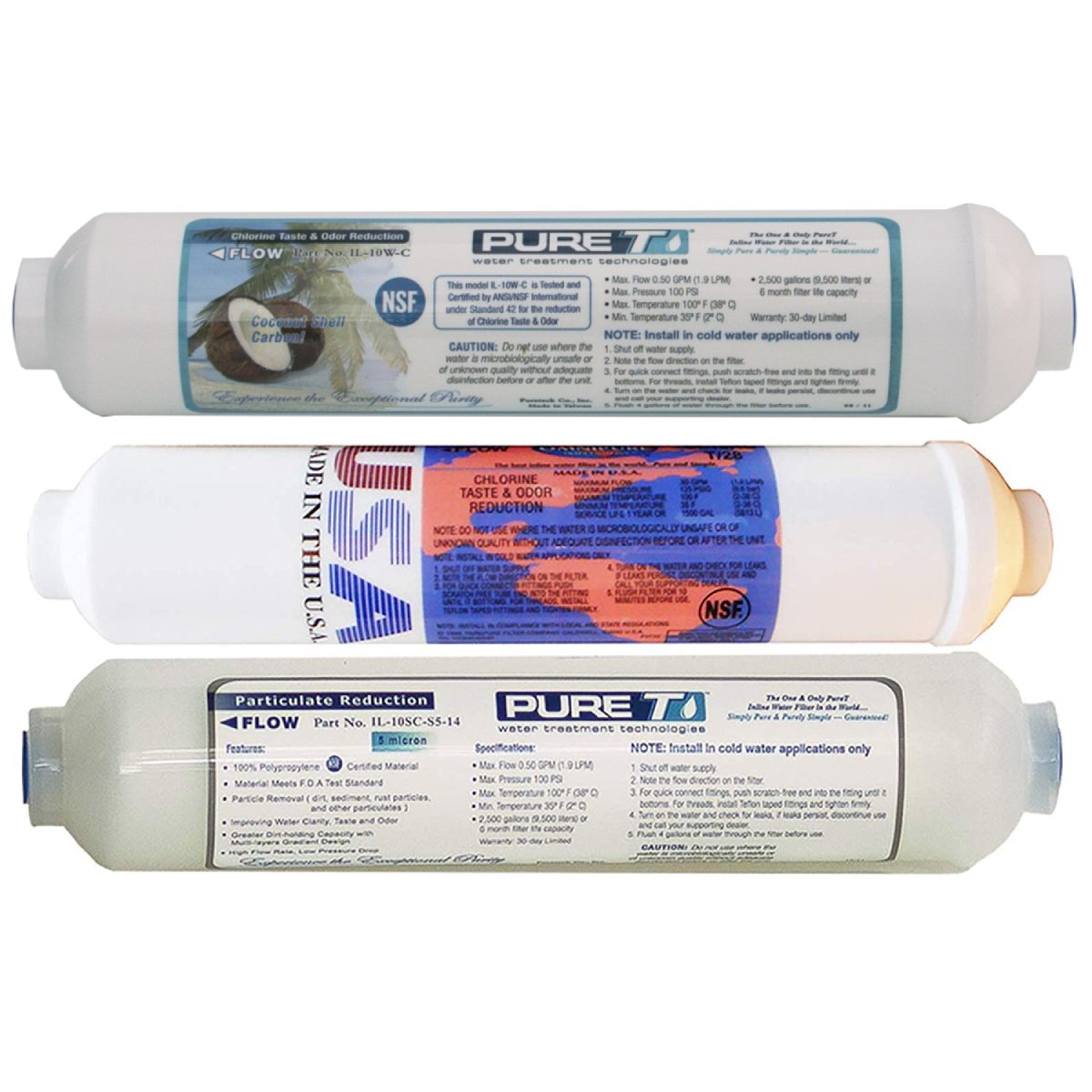 3 Filter Set for 4-stage Basic Countertop RO Systems, including 5m ...